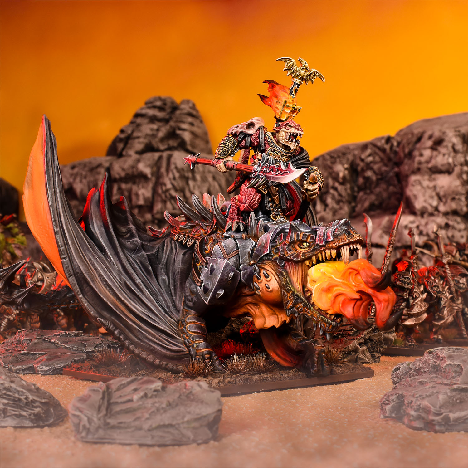 Salamander Clan Lord on Firedrake - Mantic Games